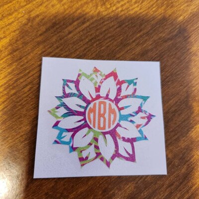 Lilly Inspired Floral Vinyl Decal Monogram Sticker Personalized Preppy ...