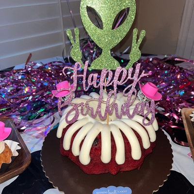 Alien Cake Topper Glitter Alien Cake Topper Alien Party - Etsy