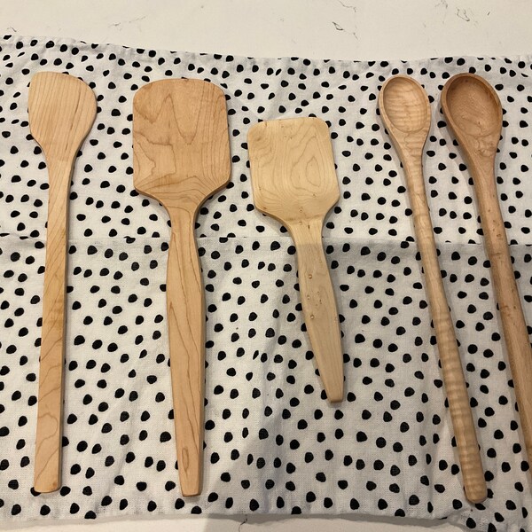 Wooden Kitchen Utensils Set - Large Flipper, Small Flipper, Cooking ...