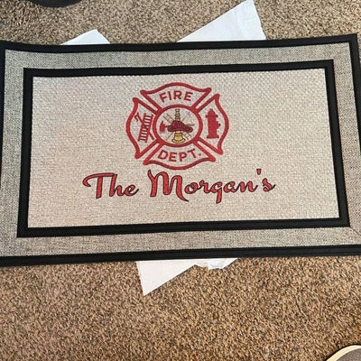 Firefighter Rug/ Firefighter Gift Personalized Door Mat/ Firefighter ...