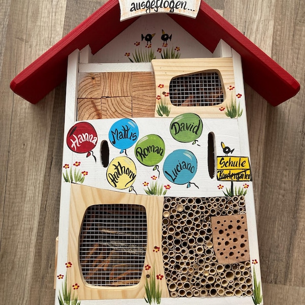 Wooden Bee Hotel With White Sign | Weatherproof & Odorless Paints | Bee ...