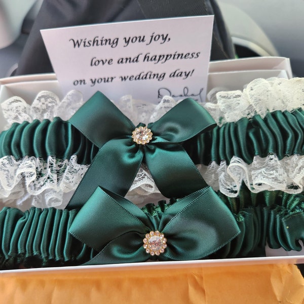 Hunter Green Wedding Garter Set, Hunter Bridal Garter, Garter Belt ...