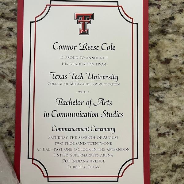 Texas Tech Graduation Invitations: Custom Celebration Announcements - Etsy
