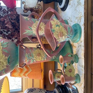 Weller 1920s Vintage Art Deco Pottery Blue Green Brown Ceramic Factory ...