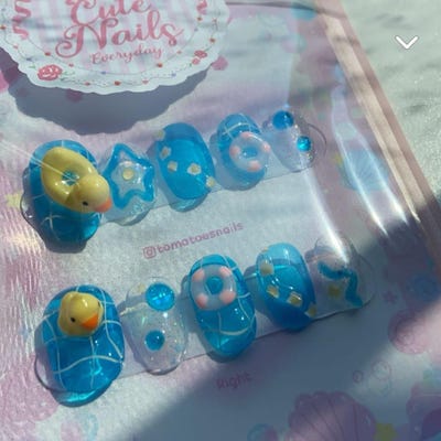 Ducky Delight Pool, Pool Party Nails, Yellow Rubber Duck Nails, Cute ...