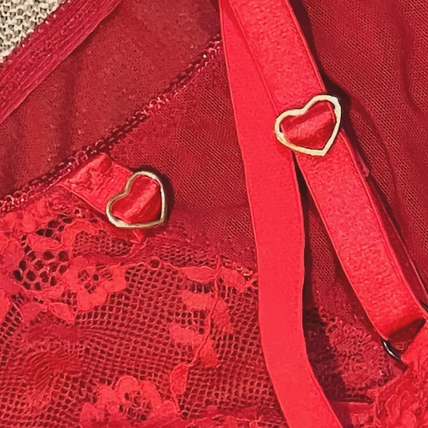 3/8"-10mm, 1/2"-12mm, 5/8"-15mm Metal Heart-shaped Bra Strap Sliders ...