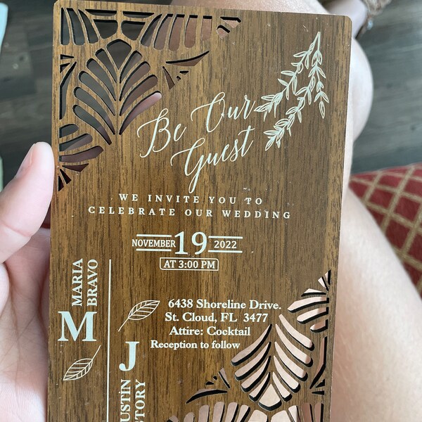 Luxury Rustic Wooden Wedding Invitation, Boho Wedding Invitation ...