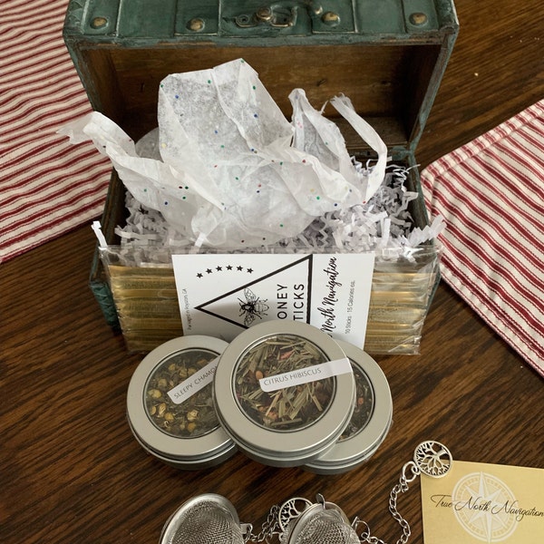 Blue Tea Gift Box With Personalized Infusers & Loose Leaf Teas - Etsy