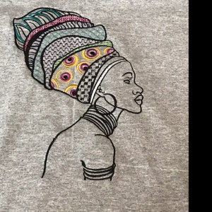 African Woman Machine Embroidery Design 6 Sizes - Etsy
