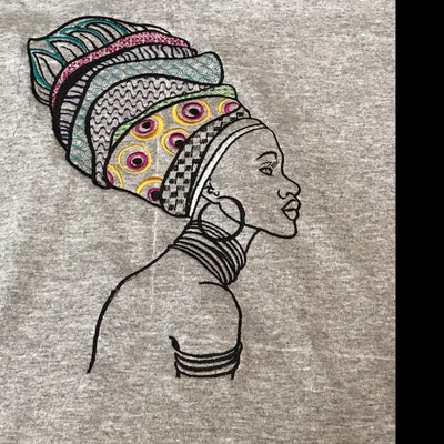 African Woman Machine Embroidery Design 6 Sizes - Etsy