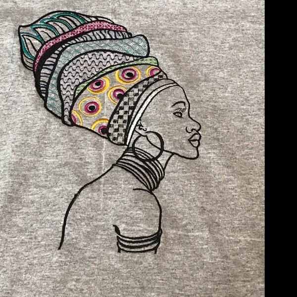 African Woman Machine Embroidery Design - 6 Sizes - Etsy