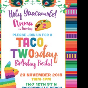 Girl Taco Twosday Invitation, Taco Twosday Invite, Fiesta Invitations ...