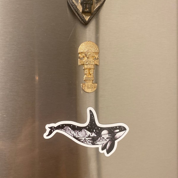 PNW Mountain Orca Killer Whale Magnet | Orca Lover Gifts | Whale Magnet ...