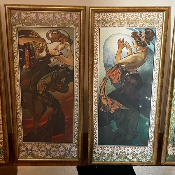 The Moon and the Stars by Alphonse Mucha, Canvas Reproduction of Mucha ...
