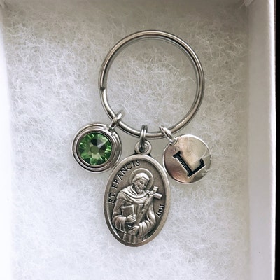 Choose Your Catholic Saint Keychain Personalized Letter Crystal ...