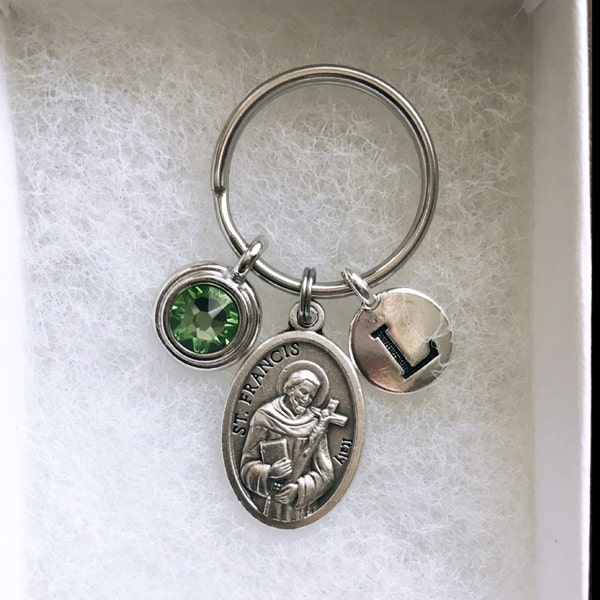 Choose Your Catholic Saint Keychain - Personalized Letter - Crystal ...