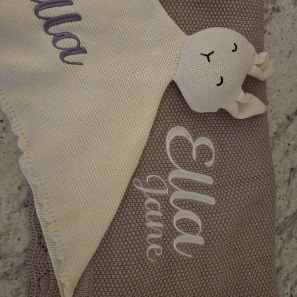 Embroidered Baby Blanket, Personalized Name Blanket, Knit Baby Blankie ...
