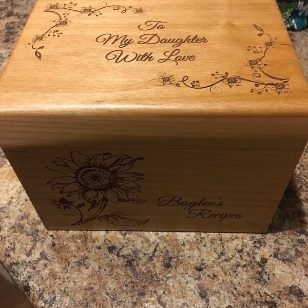 Wedding Present, Personalized Recipe Box, Gift for Her, Sunflower Decor ...
