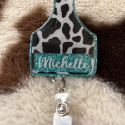 Cow Print Tag Badge Reel,black and White , Western Badge Reel, Nurse ...