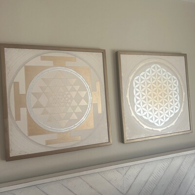 Metatron Cube Original Painting, Sacred Geometry Wall Art Decor ...