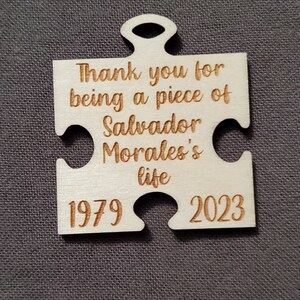 Personalized Puzzle Piece Celebration of Life Keepsake, Memorial ...