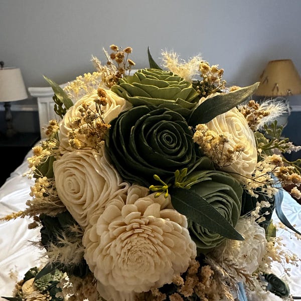 Wedding Bouquet, Bridal Bouquet, Sola Flower, Wedding Flower, Wooden ...