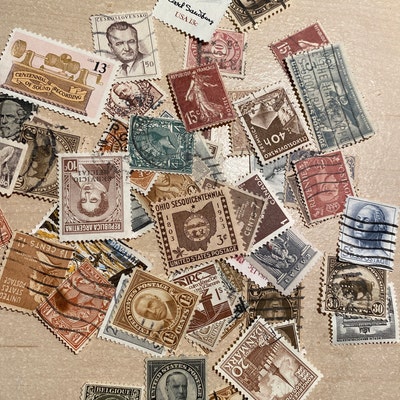 50 Vintage USED Stamps Stamps From Around the World Canceled Stamps ...