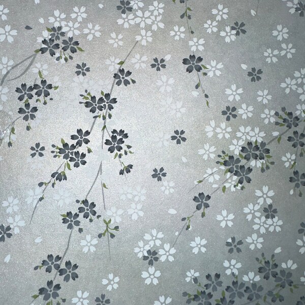 Chiyogami or Yuzen Paper - Deep Red Cherry Blossoms on Gold and Silver ...
