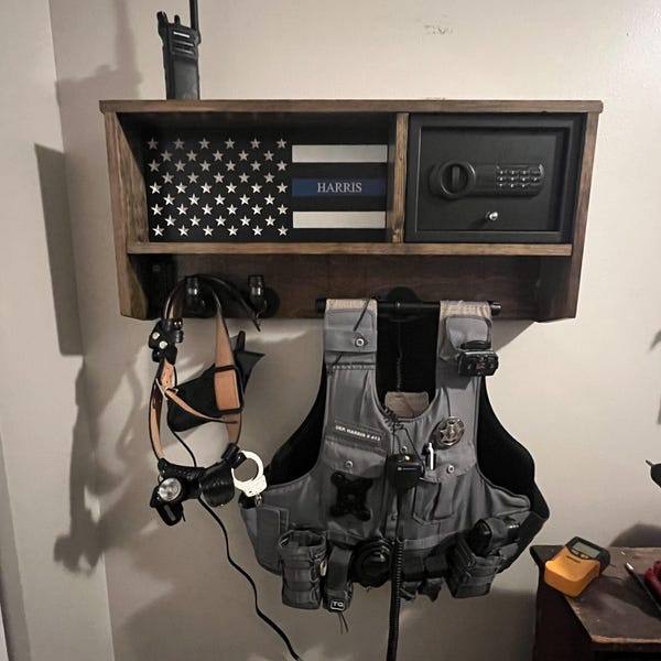 Police Duty Gear Rack With Lockbox Safe, Cop Caddy, Vest Holder - Etsy