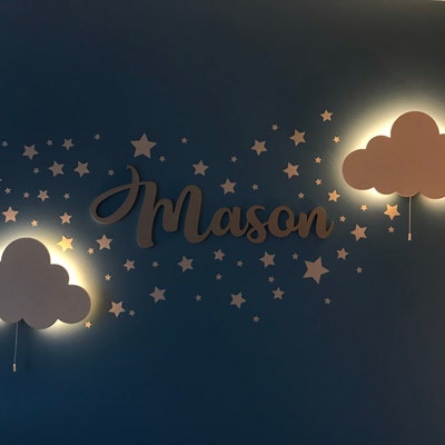 Set of 2 CLOUD WALL LIGHTS Nursery Lighting Baby Room Night Light Kids ...