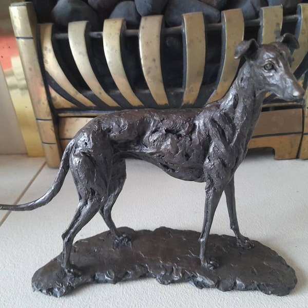 Standing Greyhound Dog Statue | Small Bronze Ornament | Bronze Resin ...