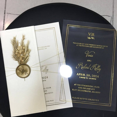 Code: 1012 Acrylic Handmade Black Wedding Invitation - Etsy