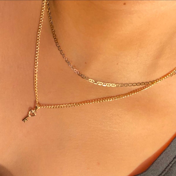 10k Yellow Gold Heart Key Necklace - Etsy