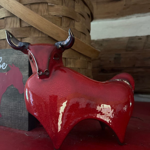 Ceramic Bull Sculpture, Unique Hand Made Gift, Minimalist Animal ...