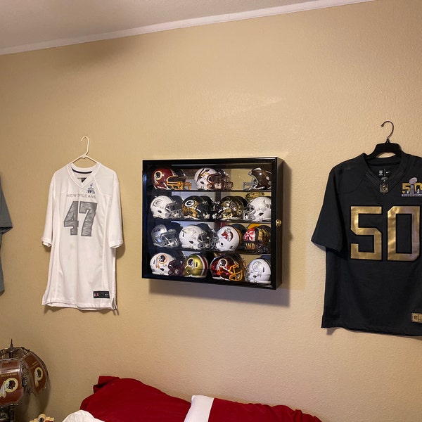 16 Riddell Mini Helmet Helmets Display Case Cabinet Wall Rack NFL ...