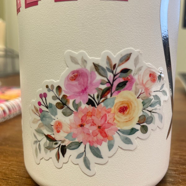 Floral Bouquet Sticker Watercolor Flowers Decal Vinyl Laptop Tumbler ...