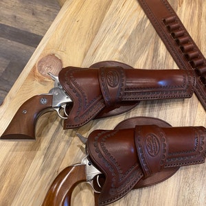 Western Cowboy Single Action Leather Holster Cross Draw RH - Etsy