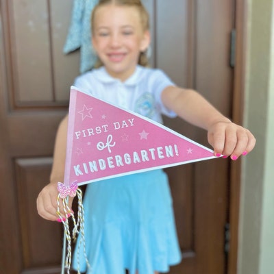 First Day Kindergarten Flag Printable, Back to School Pennant, 1st Day ...