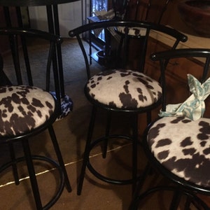 Rustic Cow Print Round Bar Stool Cover, Kitchen Stool Slipcover ...