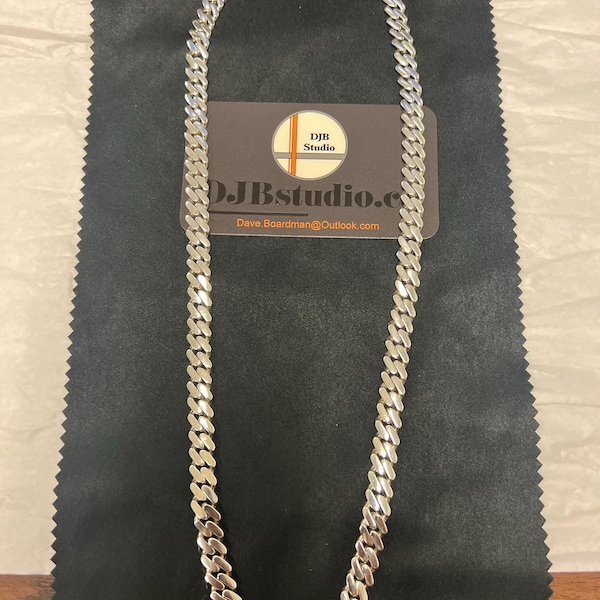 12mm Silver Miami Cuban Chain. Stunning Solid 925 Sterling Silver Links ...