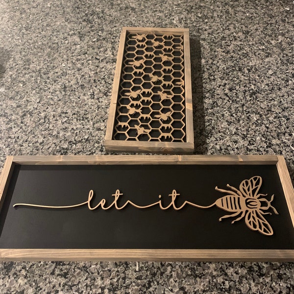 Let It Bee Layering Sign Set, Bumble Bee Decor, Bee Decor, Bee Wall ...