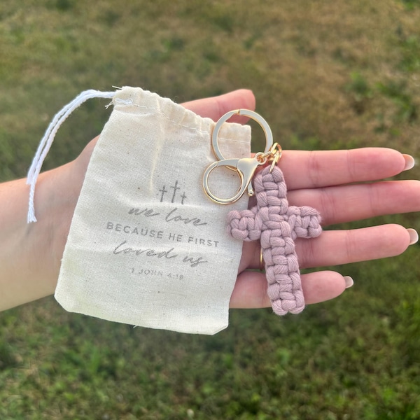 Macrame Cross Keychain - Etsy