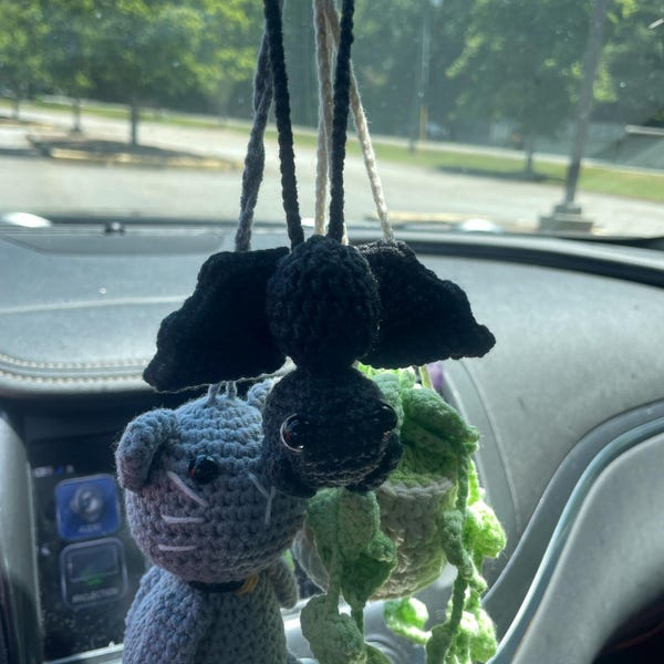 Goth Car Accessory Bat Plush Rear View Mirror Accessory for Women, Men ...