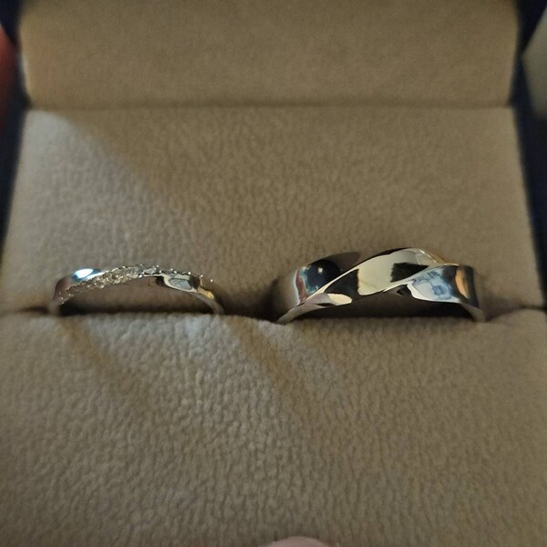 Handmade 14k Gold Men's Wedding Ring Set With a Hidden Diamond ...