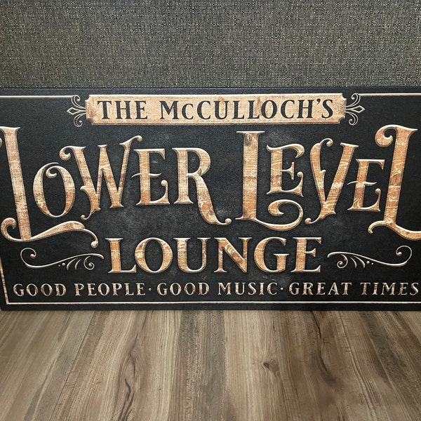 Personalized Custom Lower Level Lounge Sign Modern Farmhouse Wall Decor ...