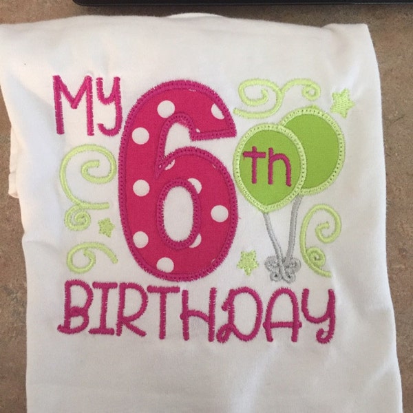 My 6th Birthday Applique Digital Machine Embroidery Design 4 Sizes, 6th ...