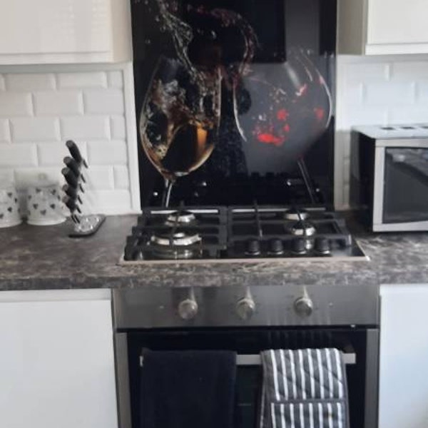 Kitchen Glass Splashback Toughened Tile Cooker Panel Any Size Two Wine ...