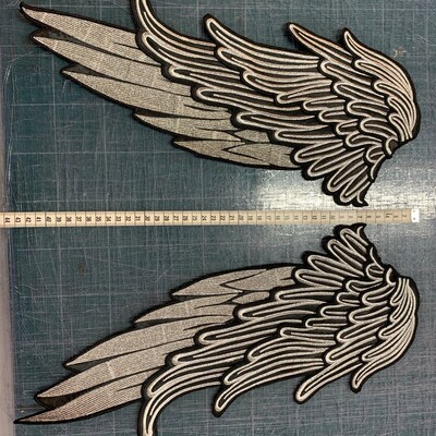 Silver and Black Angel Wings Patch for Vintage Clothes Back Patches or ...