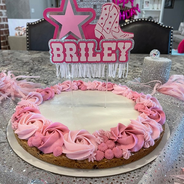 Disco Cowgirl Personalized Cake Topper Pink Cowgirl Birthday Party ...