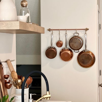 Handmade Copper and Brass Pot and Pan Rack, Copper Rails, Copper ...